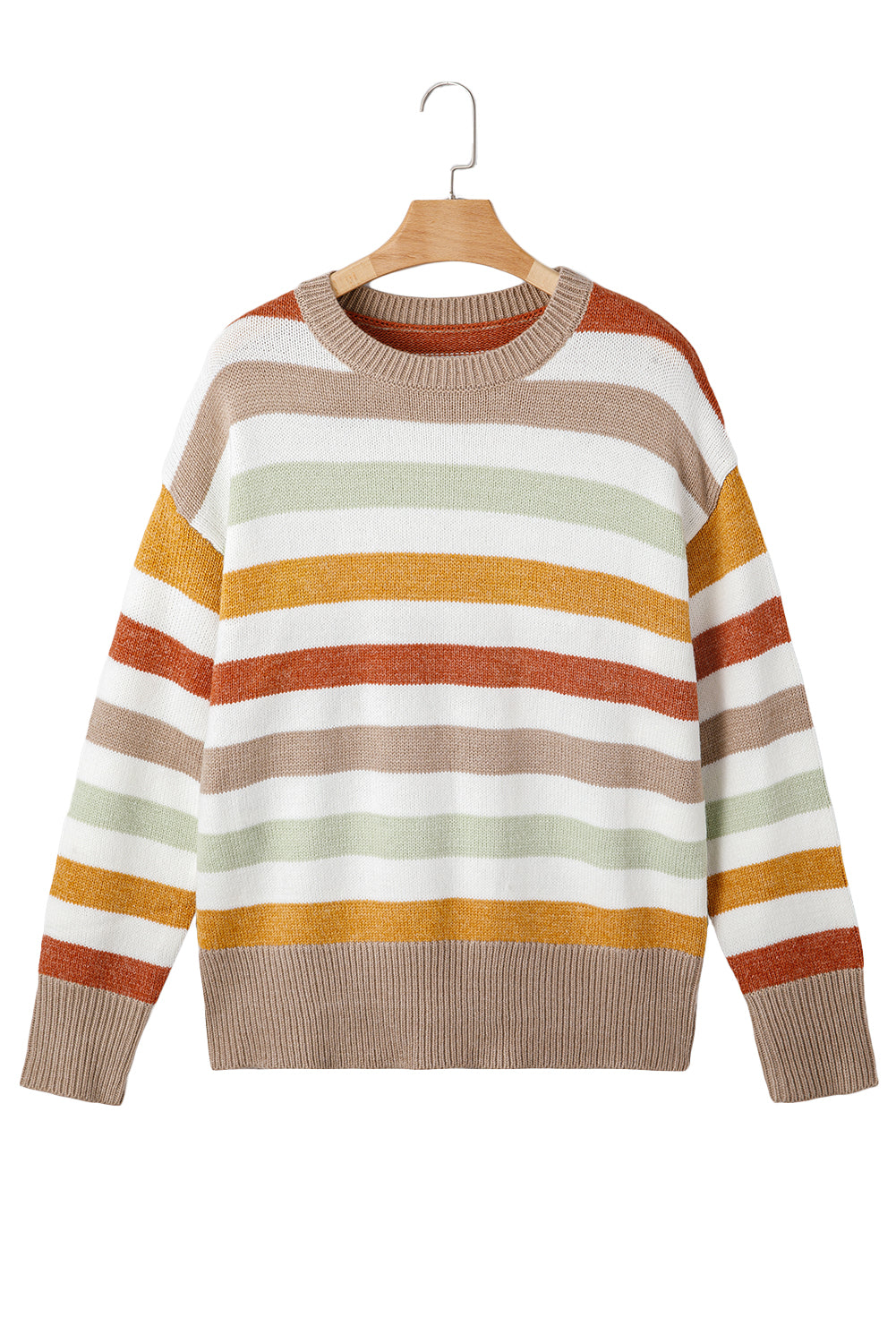 Multicolour Striped Colorblock Drop Shoulder Plus Size Sweater – Big ...